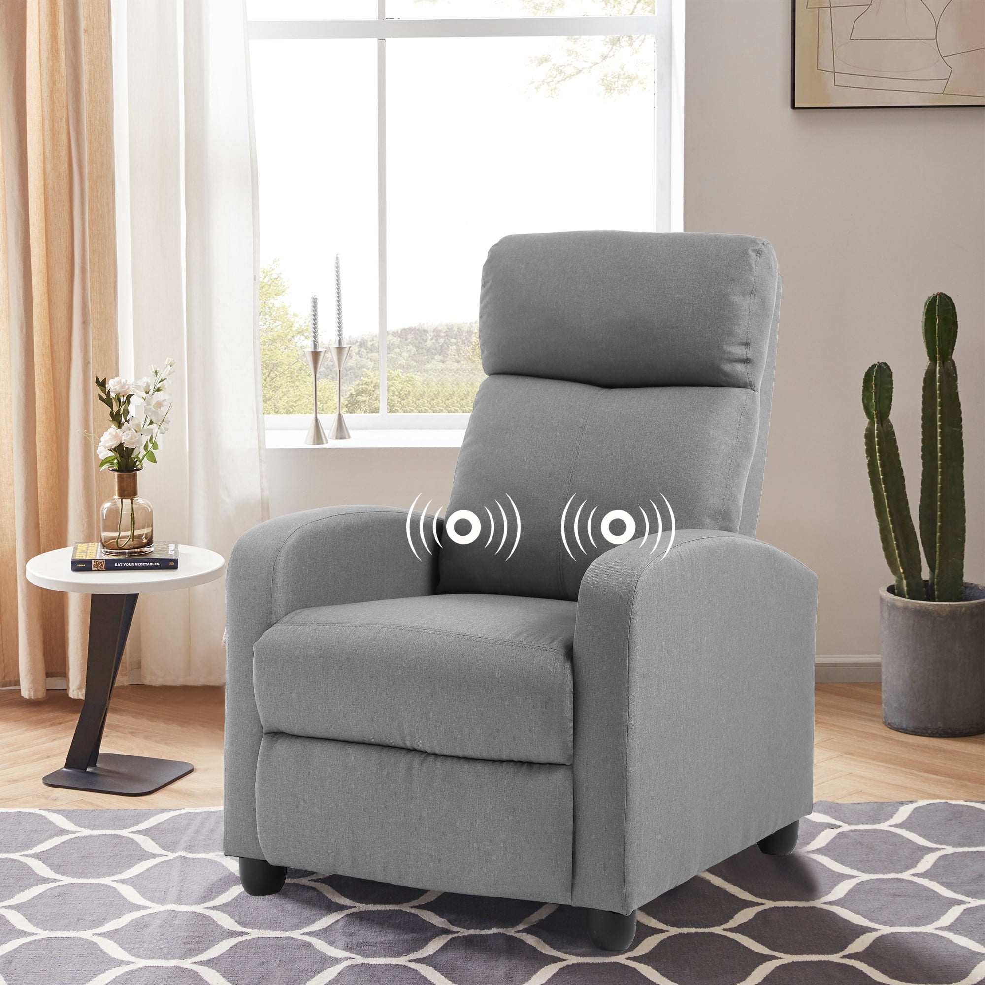 CL.HPAHKL Fabric Recliner Chairs, Push Back Recliner Chair with Massage ...