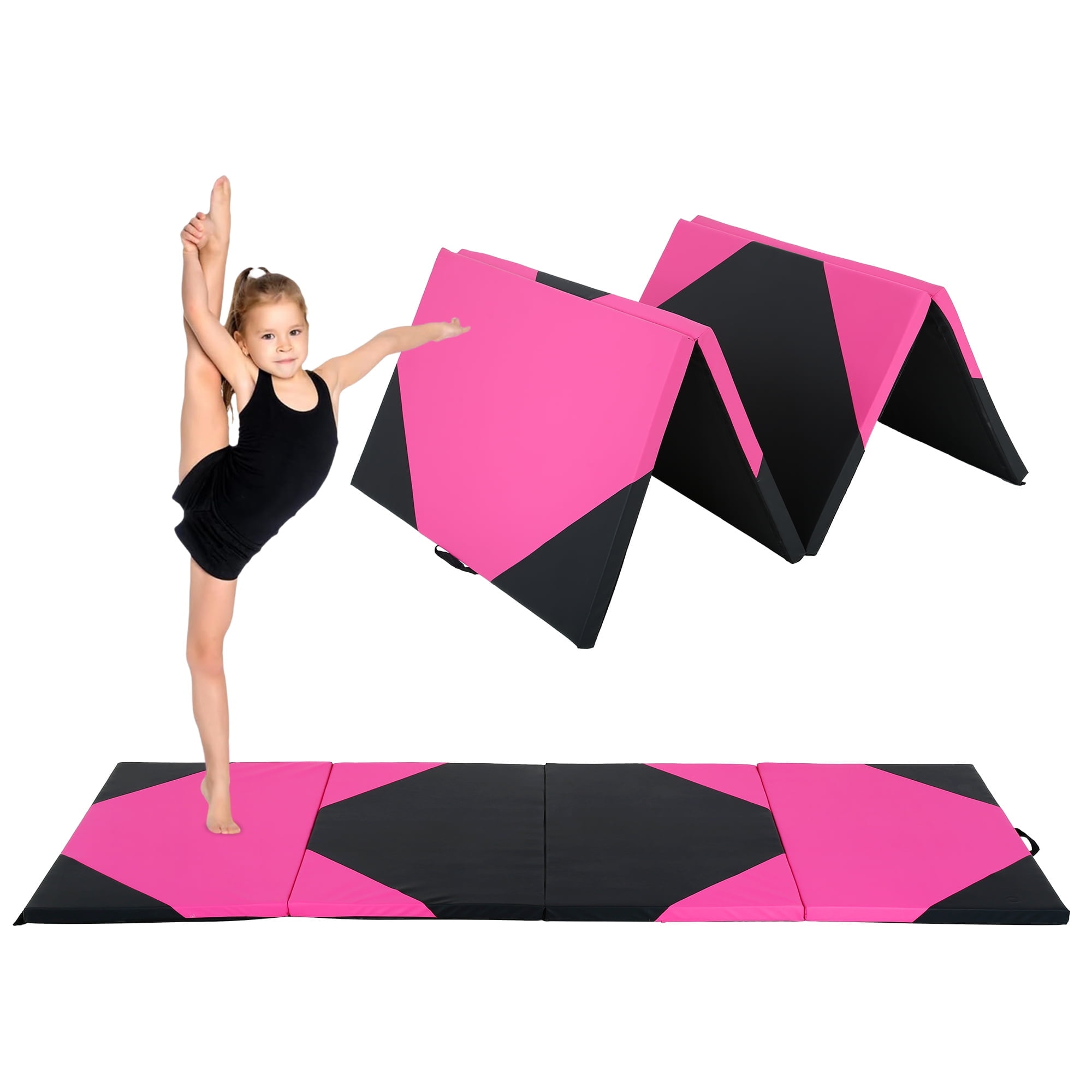 CL.HPAHKL Foldable Gymnastics Mats, 4' x 10' PU Leather Exercise ...