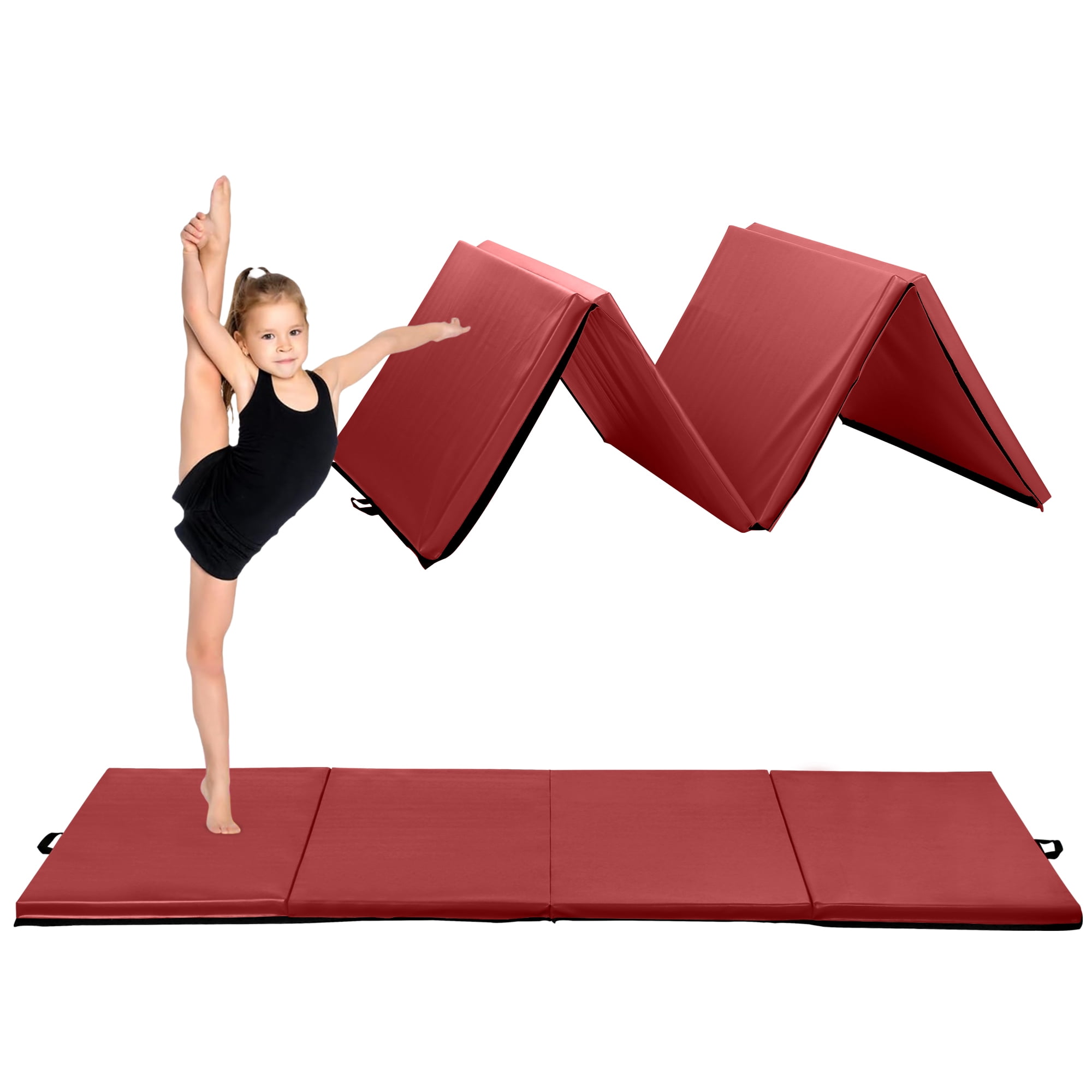 CL.HPAHKL Foldable Gymnastics Mats, PU Leather Exercise Tumbling Mats 4 ...