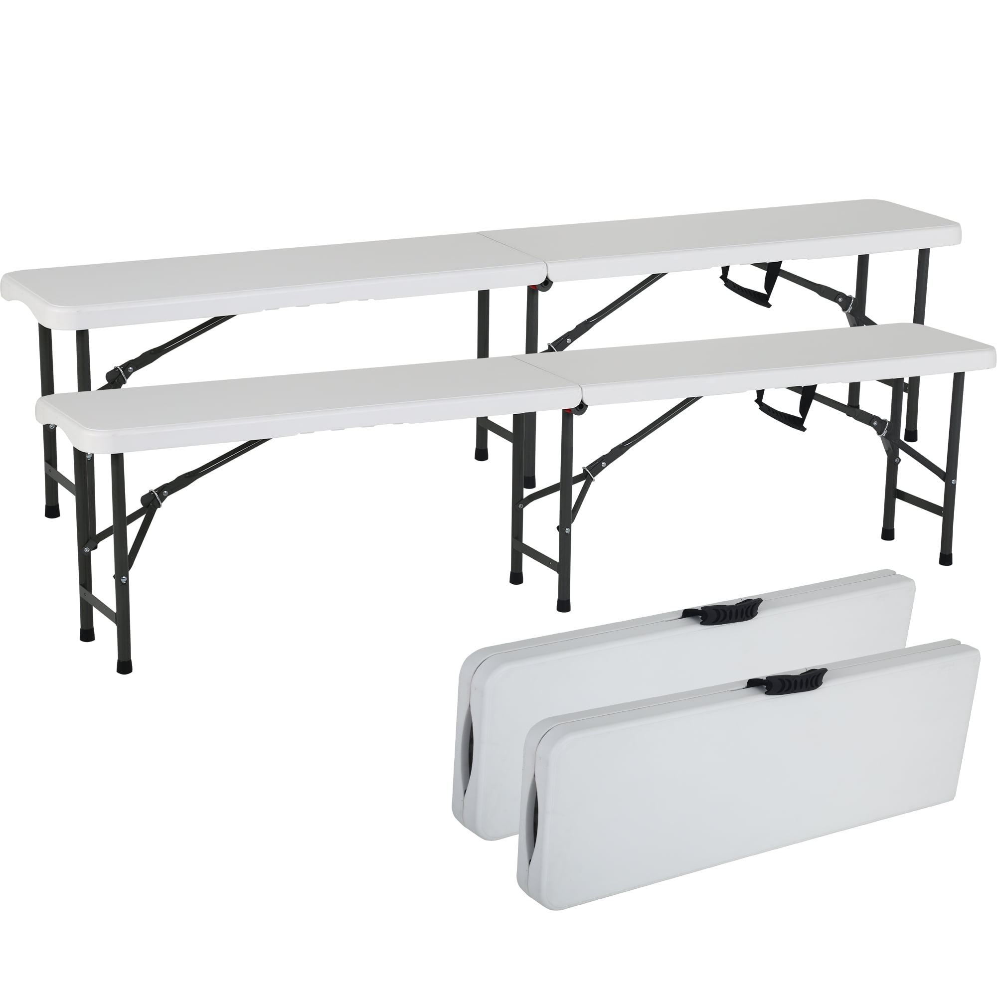 CL.HPAHKL Folding Benches 6 Foot 2 Pack Outdoor Bench, Foldable Garden ...