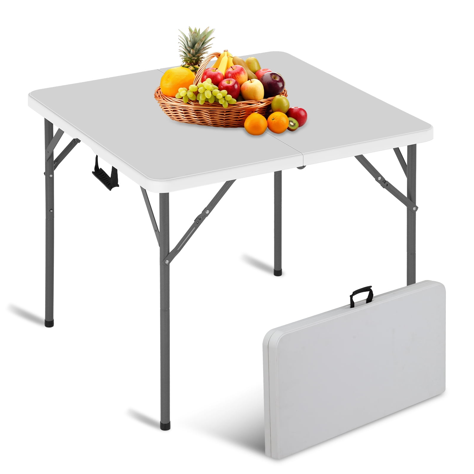 CL.HPAHKL Folding Card Table, 34 Inch Square, White, Foldable Plastic ...