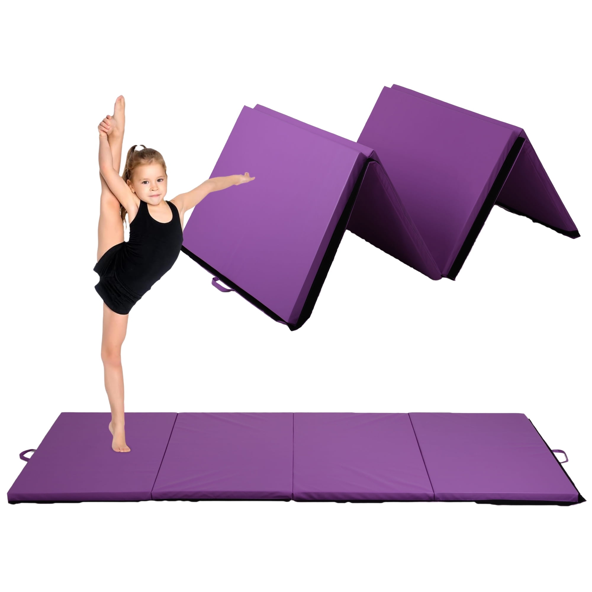 CL.HPAHKL Gymnastics Tumbling Mats, Portable 4-Panel Cheer Mats for ...