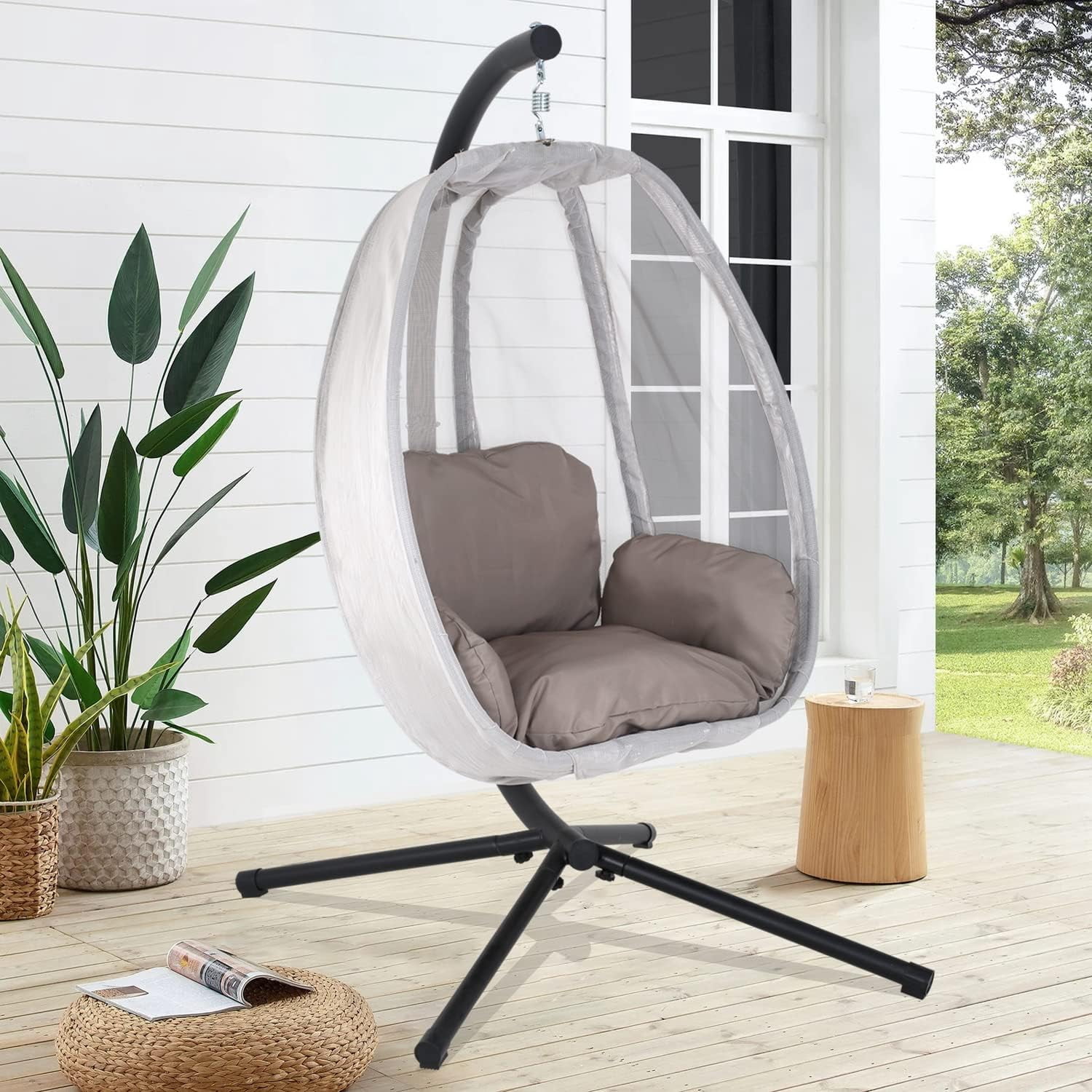 CL.HPAHKL Hanging Egg Swing Chair with Stand Indoor Outdoor, 400LBS ...