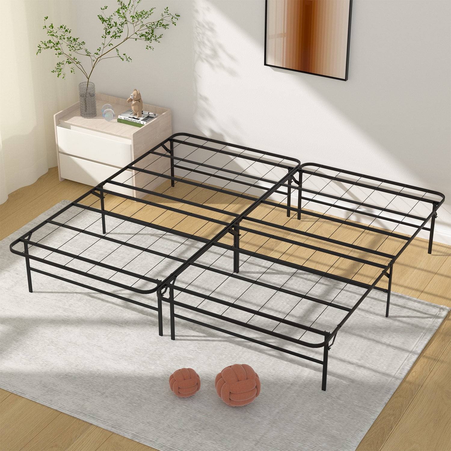 CL.HPAHKL King Bed Frame Folable Heavy Duty Metal Platform Bed Frame ...