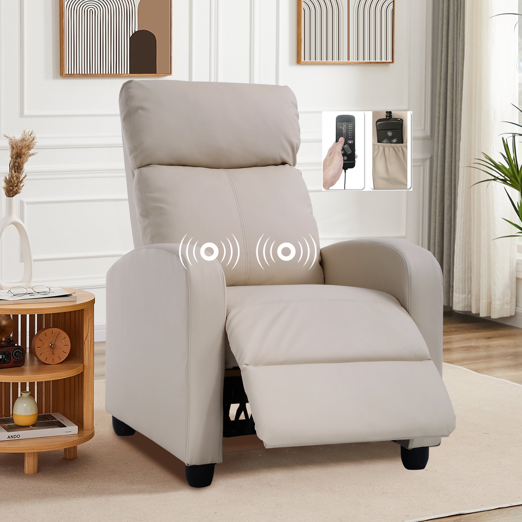CL.HPAHKL Living Room Recliners, PU Leather Massage Chair Recliner with ...