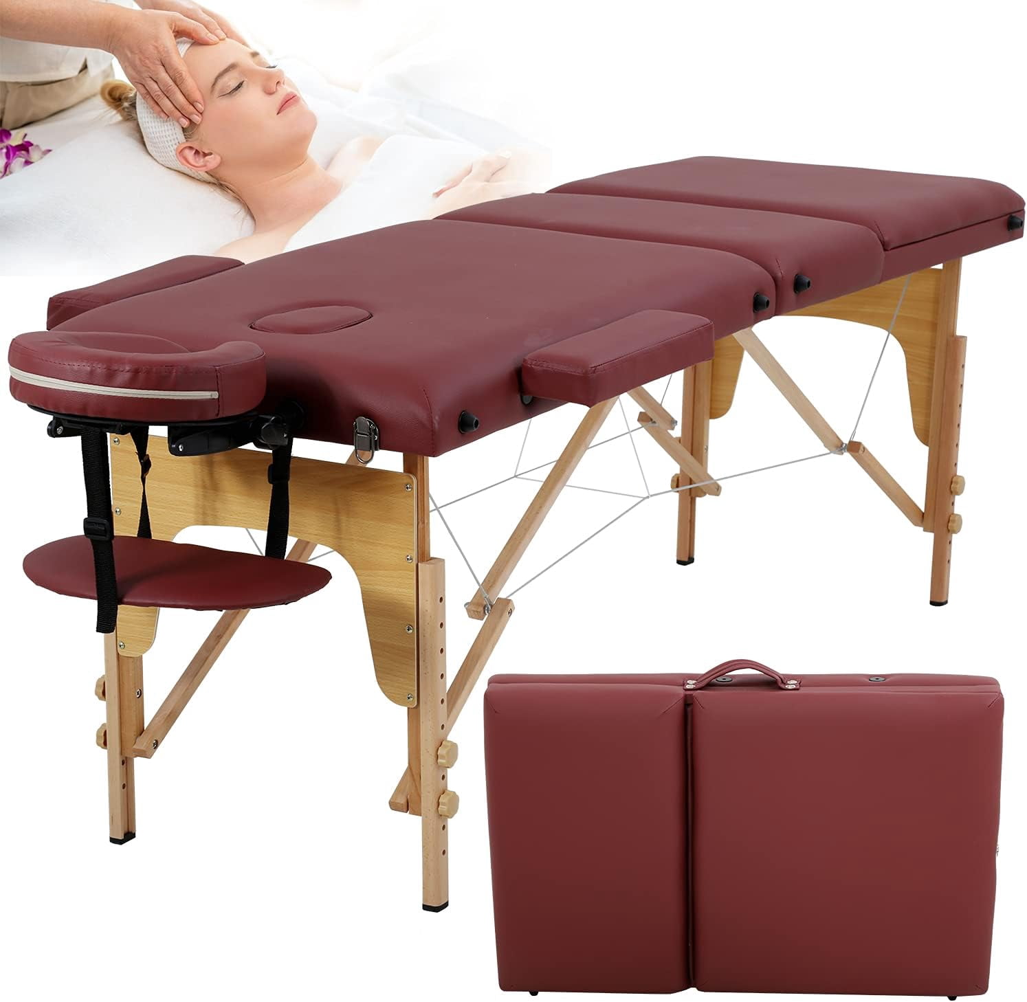 CL.HPAHKL Message Table Massage Bed Portable, 3 Folding Lightweight ...