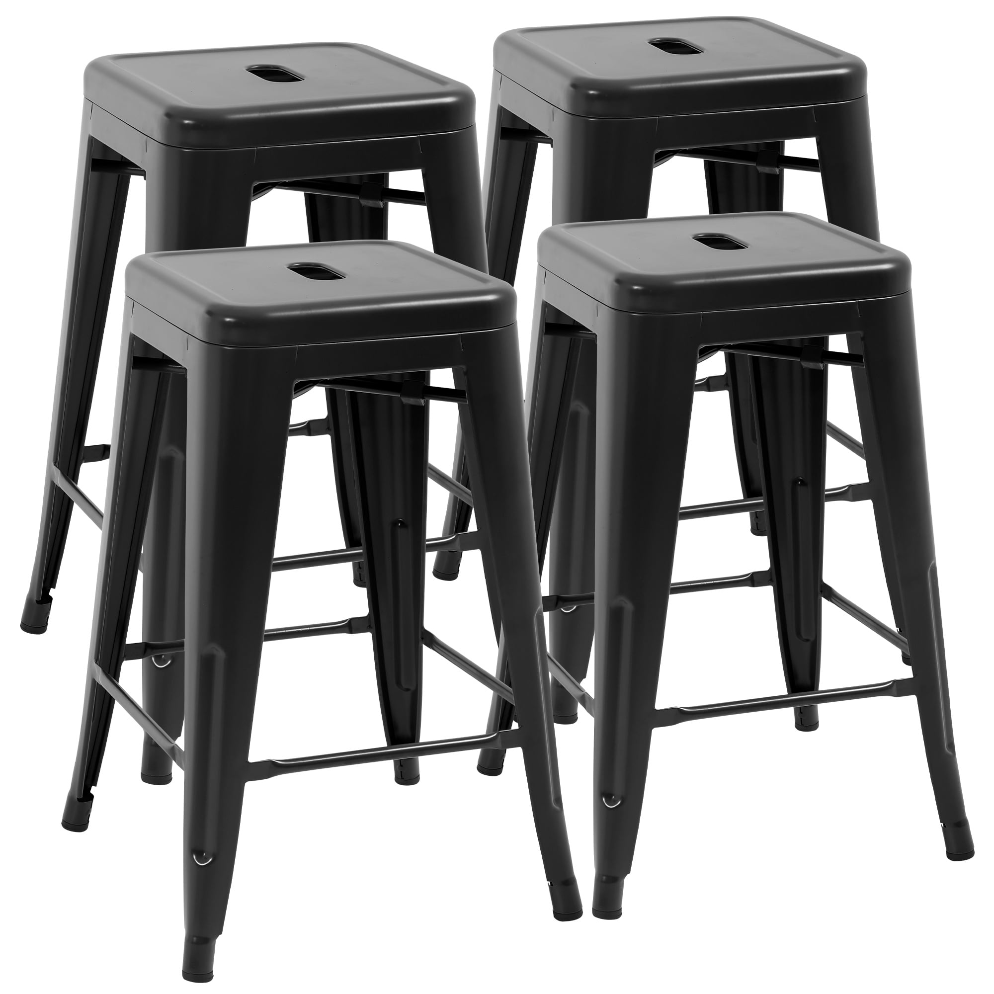 CL.HPAHKL Metal Bar Stools Set of 4, Counter Height Bar Stools 24 Inch ...