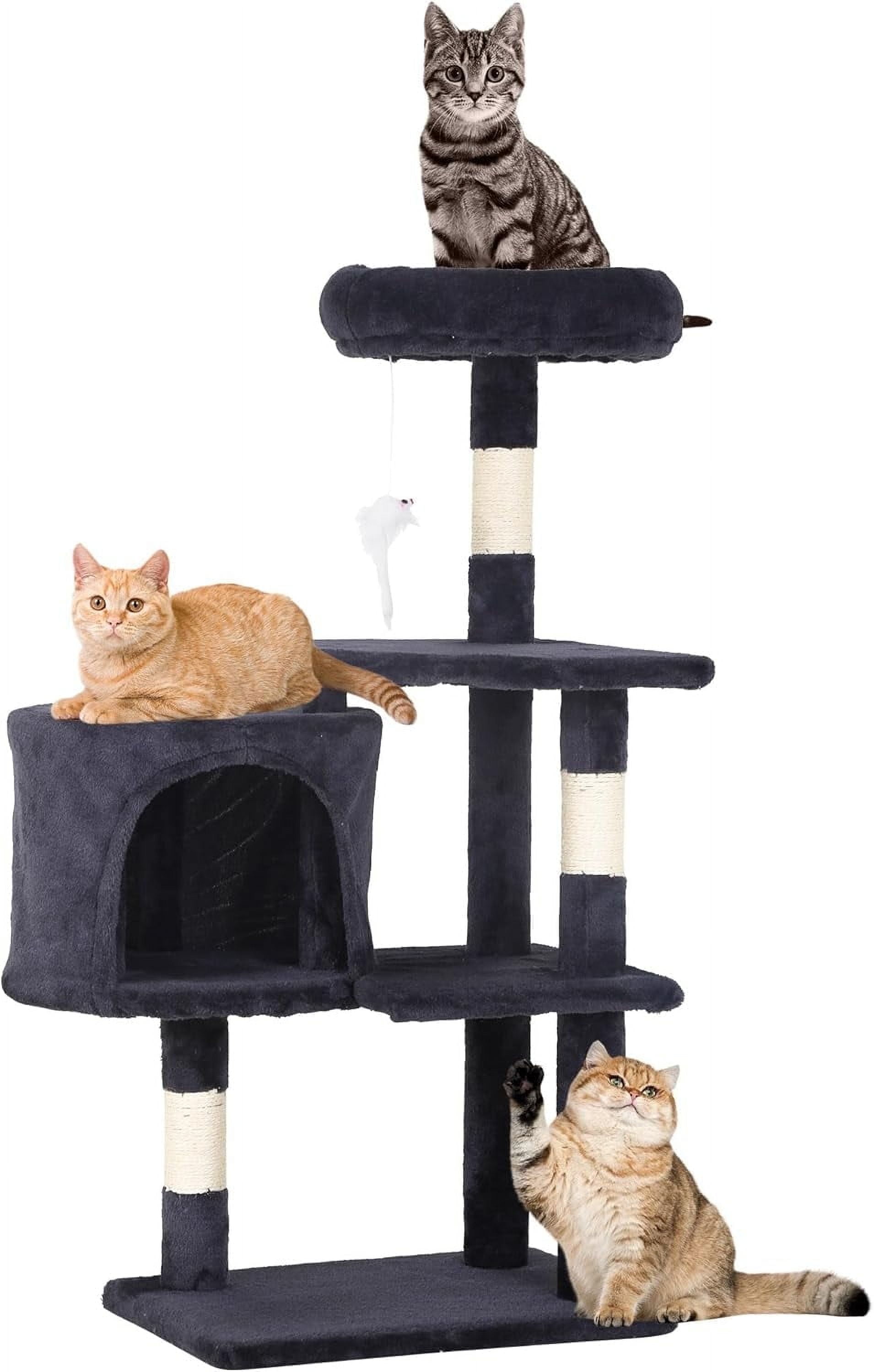 CL.HPAHKL Modern Cat Tower, 37 Inches Small Cat House Multi-Level Cat ...
