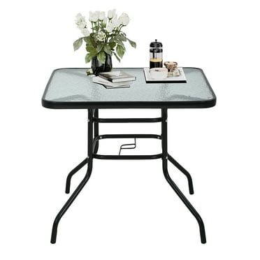 "Dkelincs 32"" Round Tempered Glass Top Dining Patio Table with ...