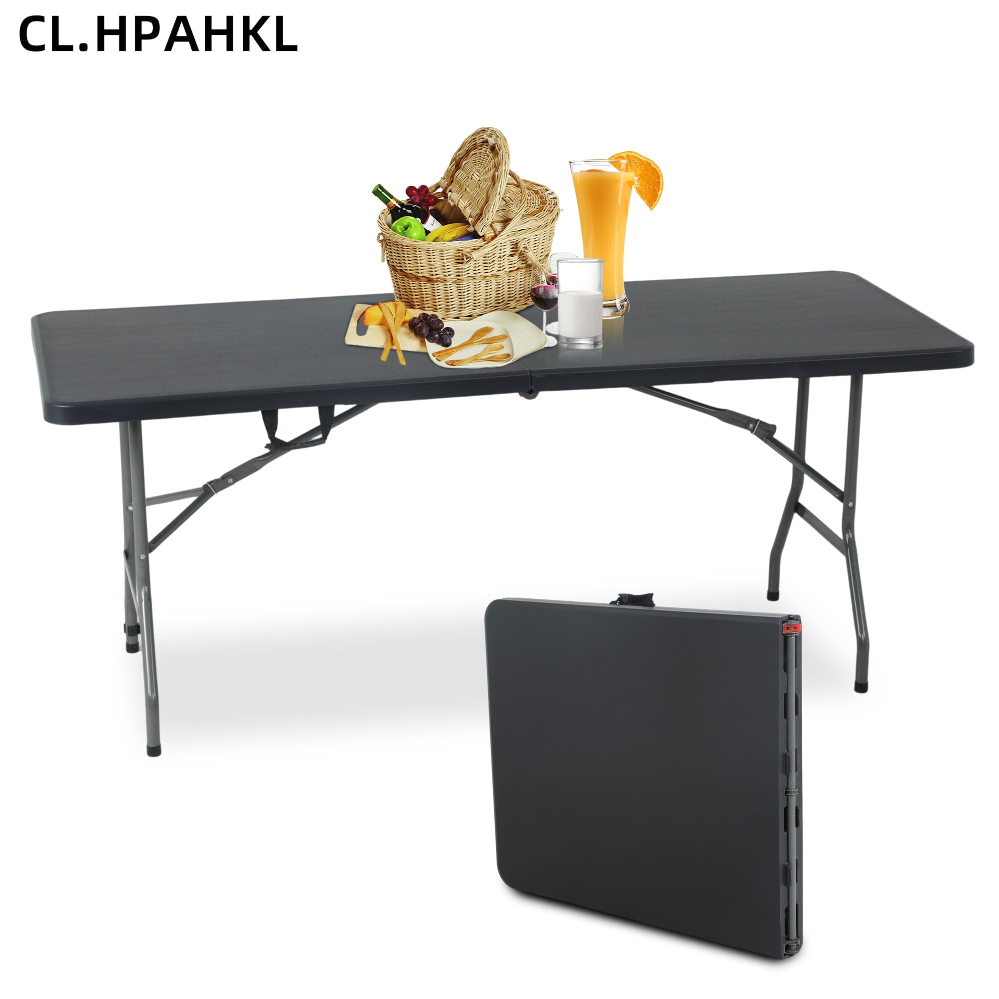 CL.HPAHKL Rectangular Folding Table, Plastic Folding Tables 6 ft Long ...