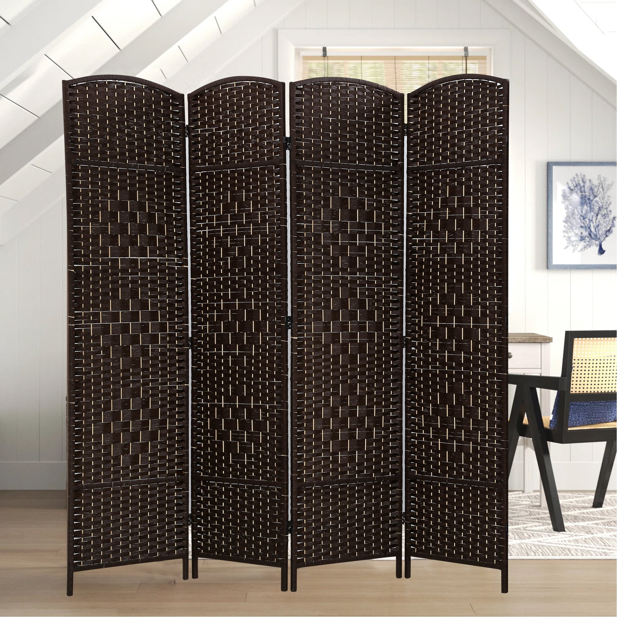 CL.HPAHKL Room Divider and Folding Privacy Screen, Woven Fiber ...