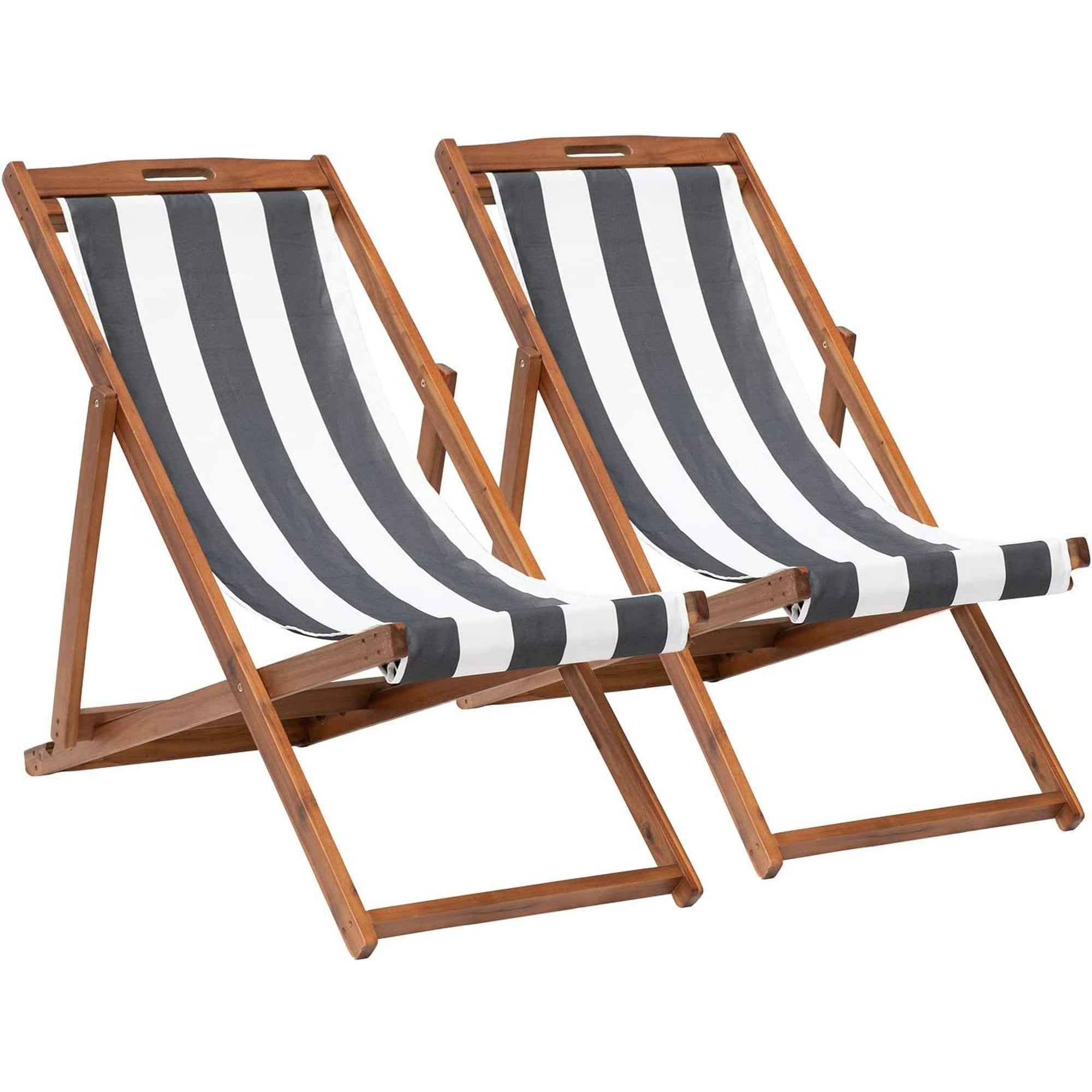 CL.HPAHKL Set of 2 Outdoor Beach Sling Chairs, Folding Patio Chair ...