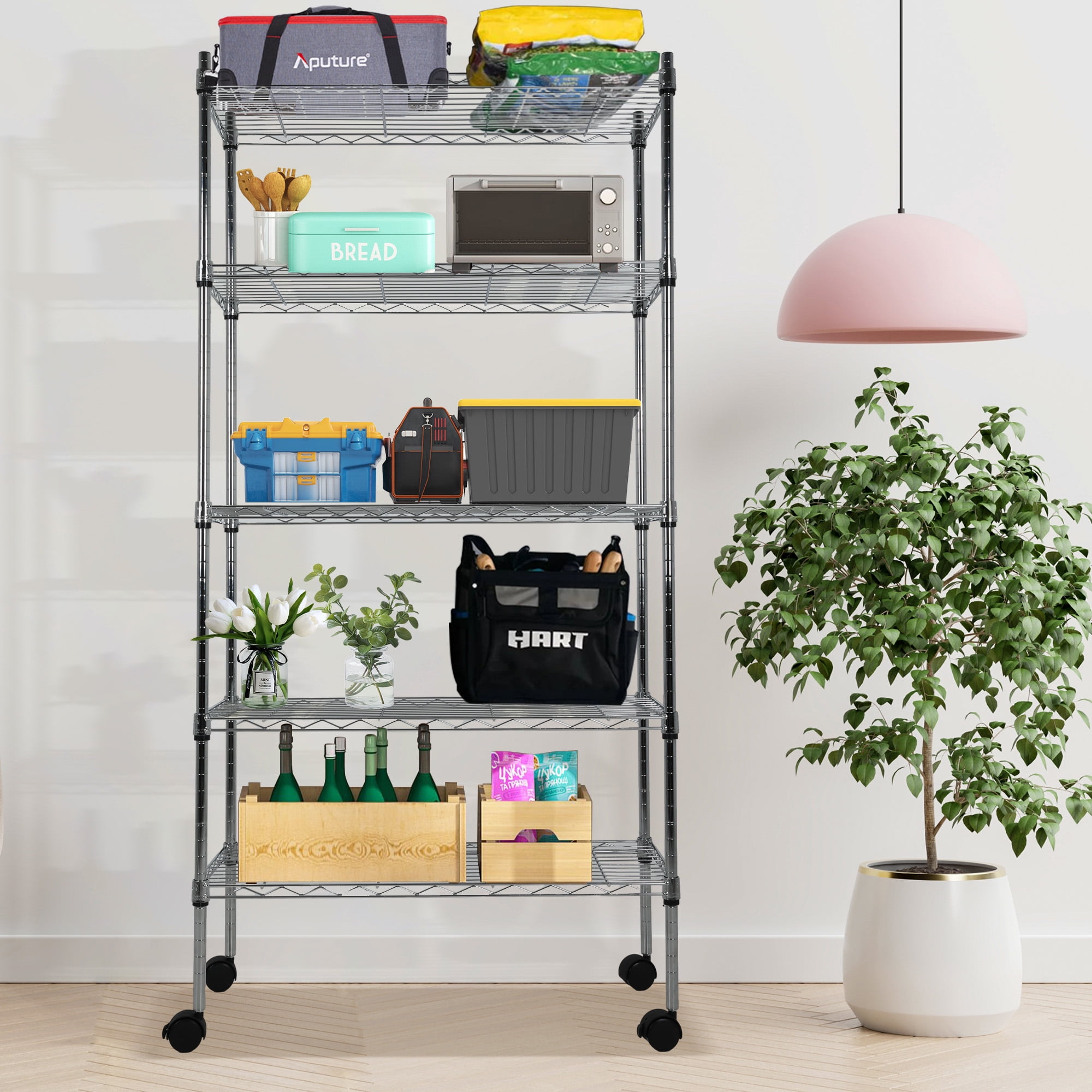 CL.HPAHKL Storage Shelves Adjustable 5 Tier NSF Metal Shelving Unit ...