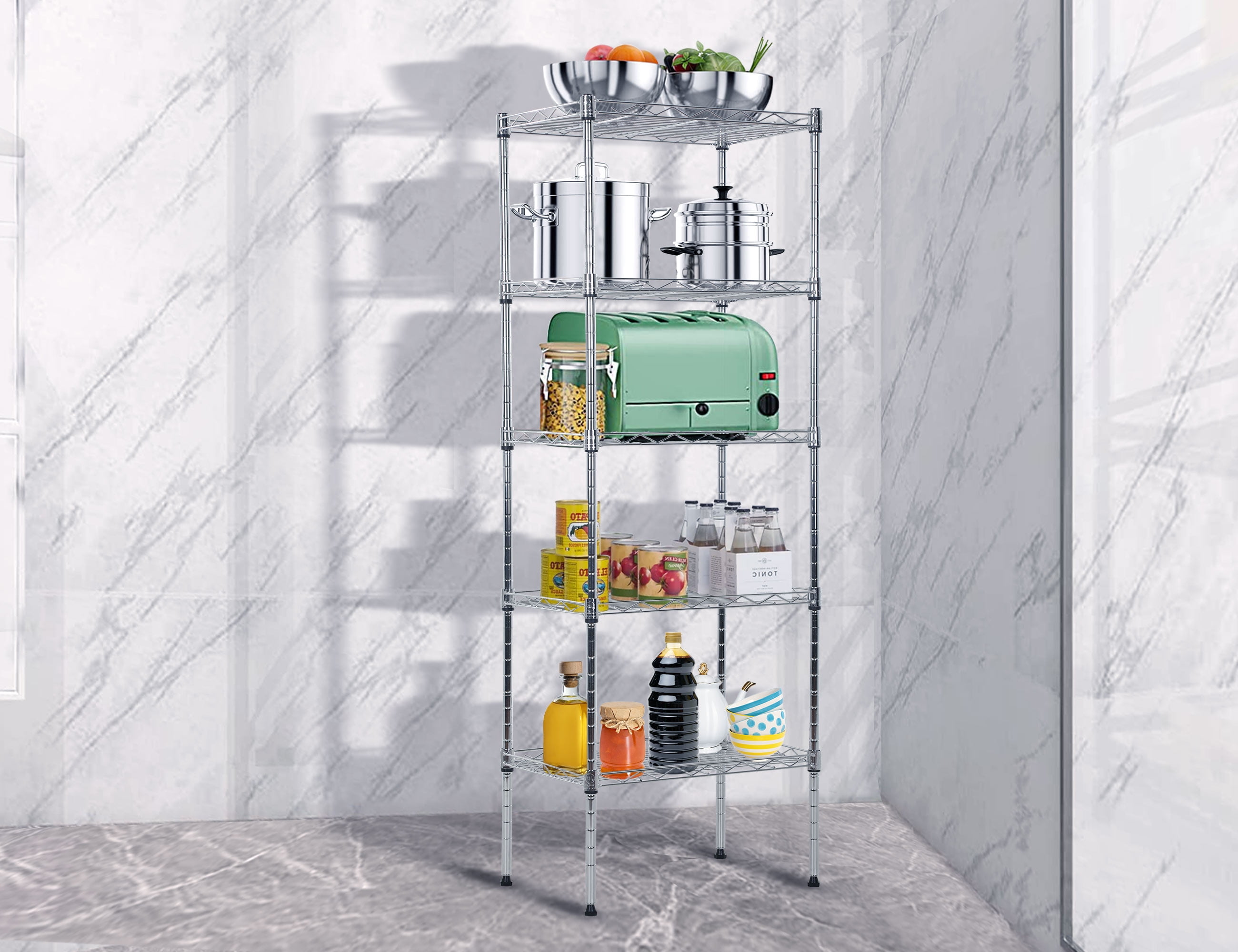 CL.HPAHKL Storage Shelves Adjustable 5 Tier NSF Metal Shelving Unit ...