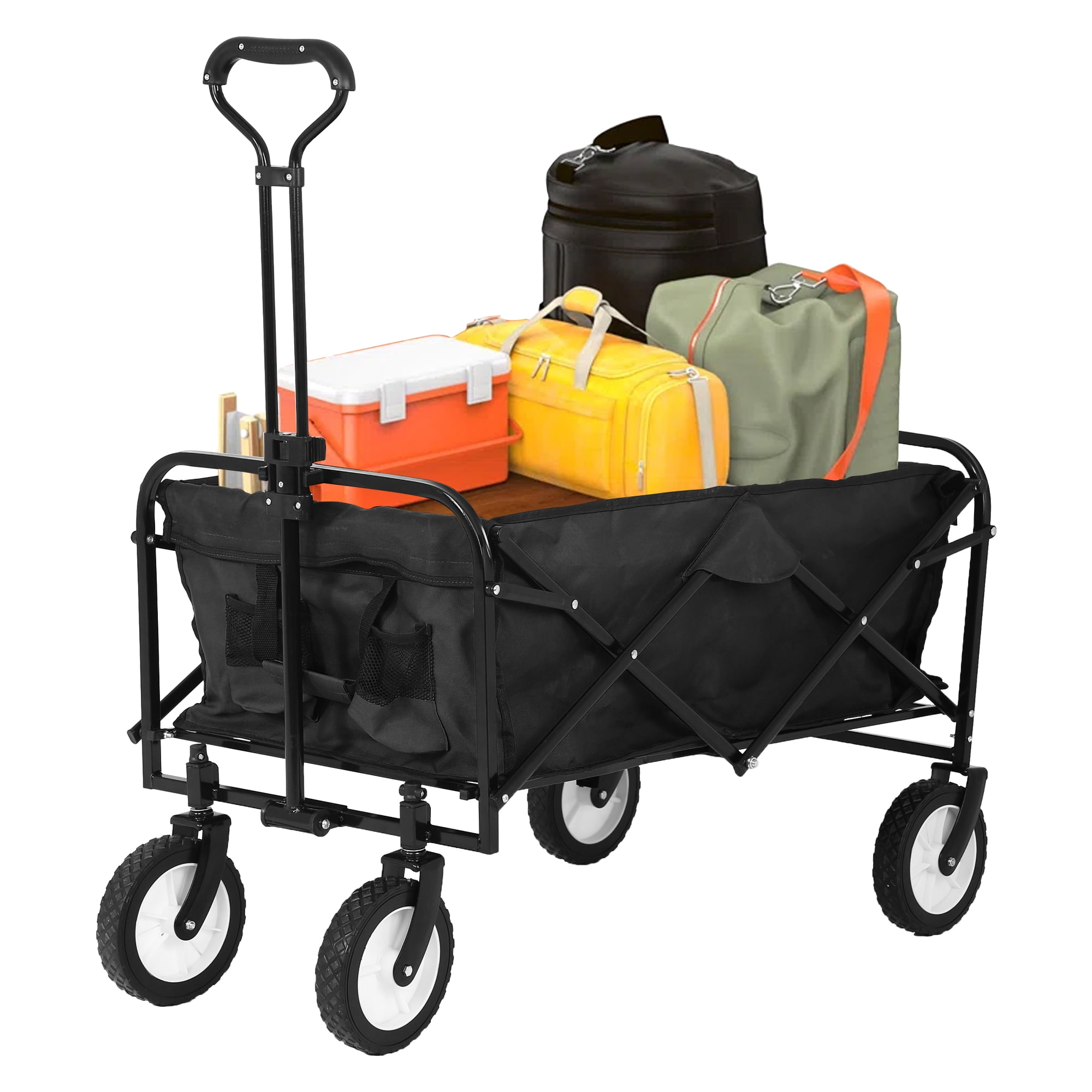 CL.HPAHKL Utility Wagon Foldable, Folding Beach Wagon with Adjustable ...