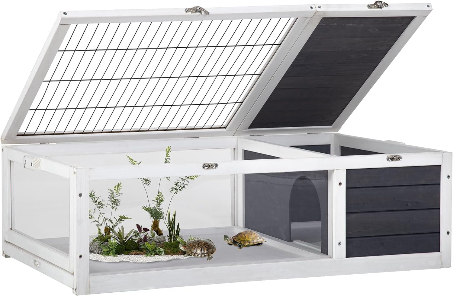 CL.HPAHKL Wooden Tortoise Habitat House Indoor&Outdoor, Large Tortoise ...