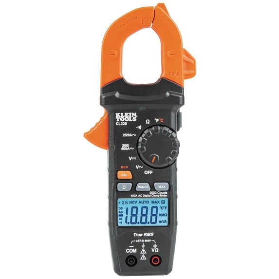 CL220 Digital Clamp Meter, Auto-Ranging 400 Amp AC, AC/DC Voltage, TRMS ...