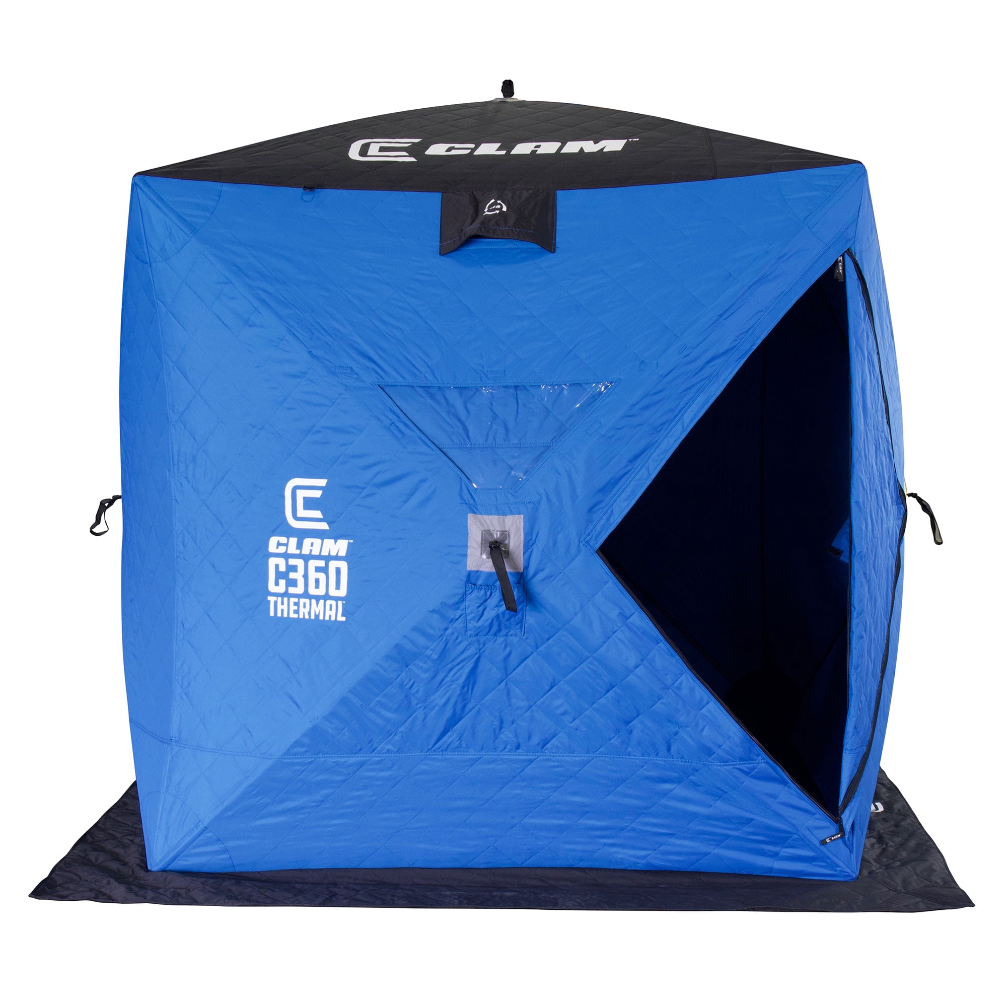 CLAM C-360 Portable 6 Foot Pop Up Ice Fishing Thermal Hub Shelter Tent ...