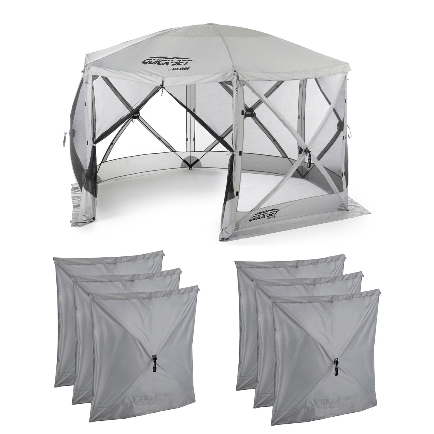 CLAM Quick Set Escape Portable Camping Outdoor Gazebo Canopy & 2 Wind ...