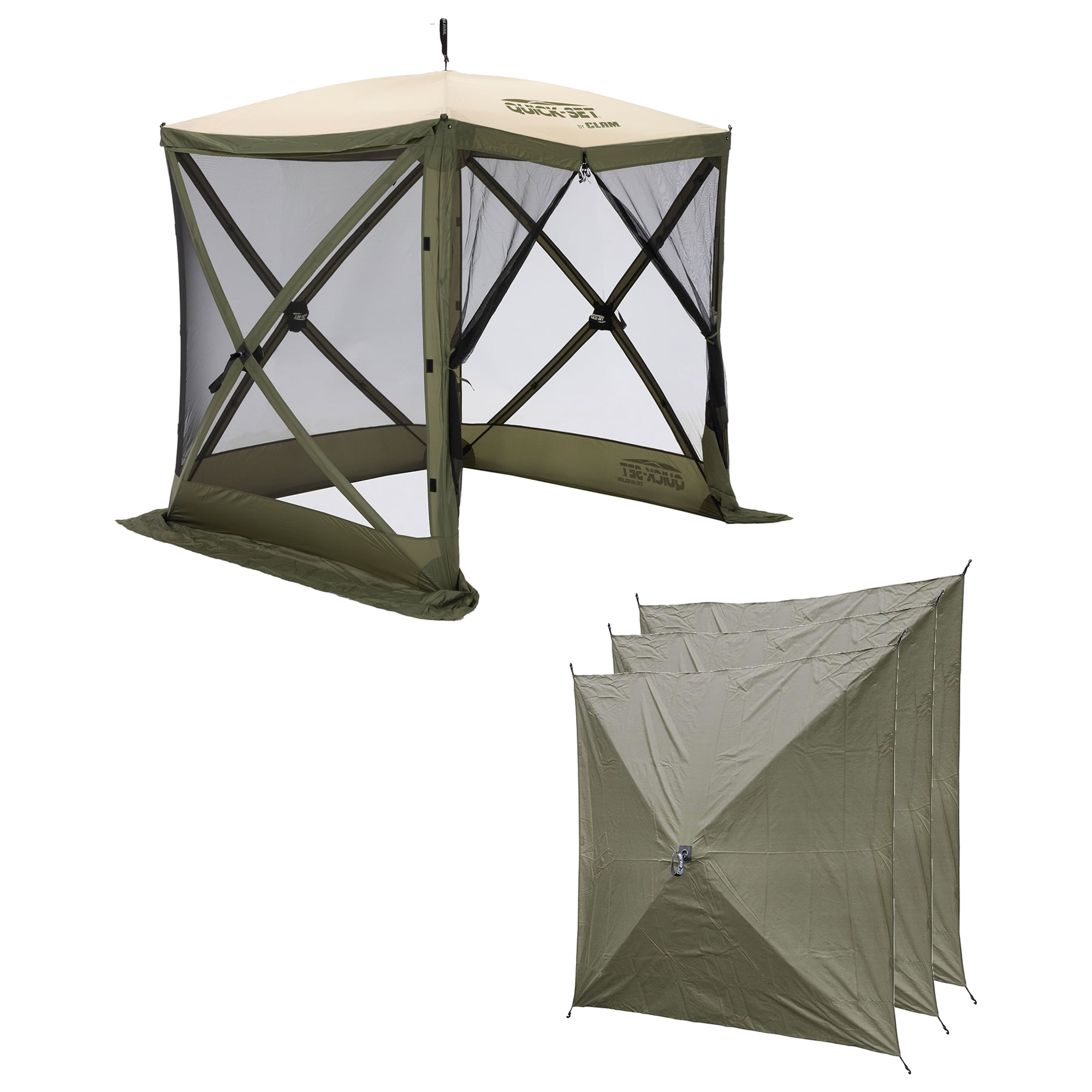 CLAM Quick Set Traveler 6x6Ft Outdoor + Clam Quick Set Screen (3 Pack ...