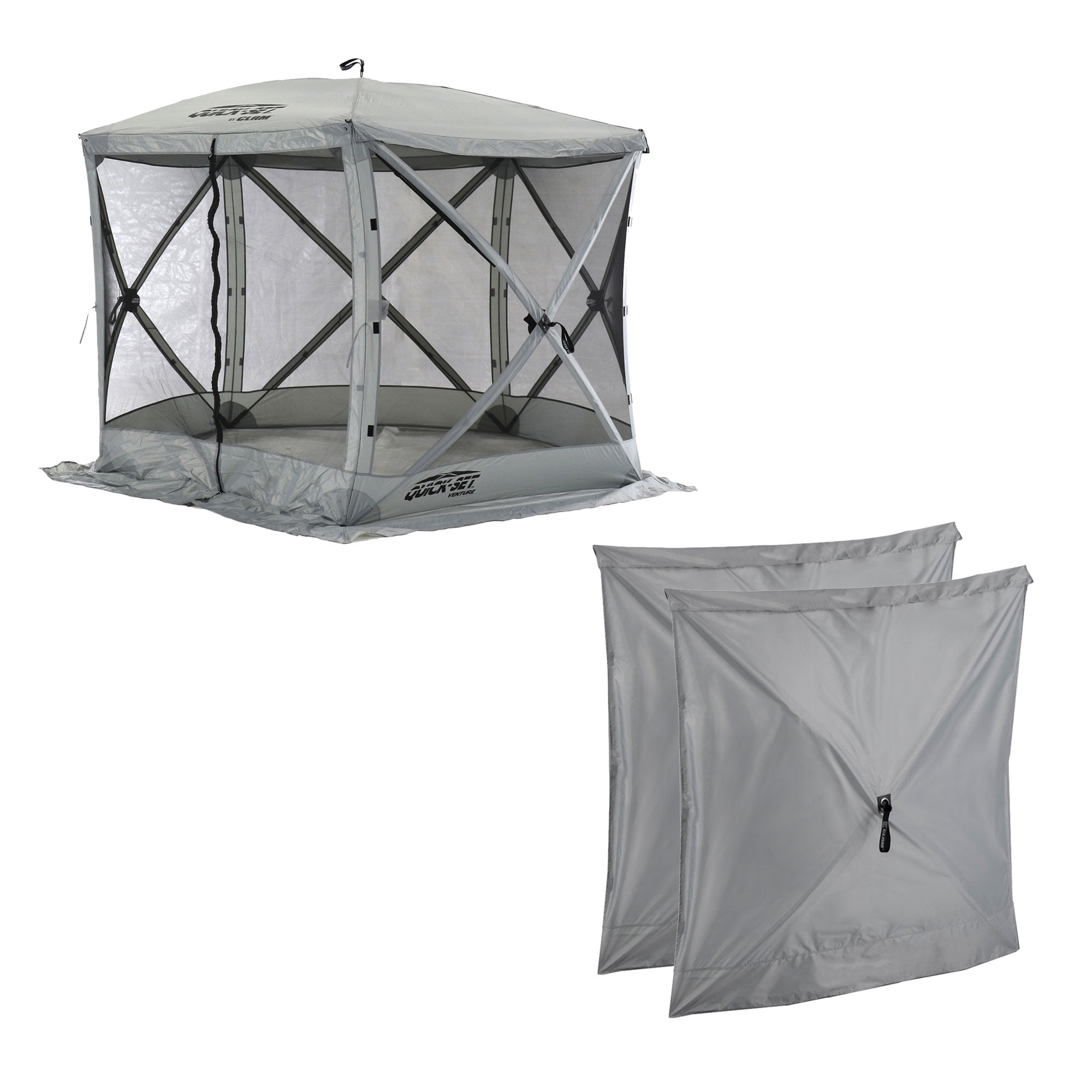 CLAM Quick Set Venture Canopy Shelter + CLAM Quick Set Screen (2 Pack ...