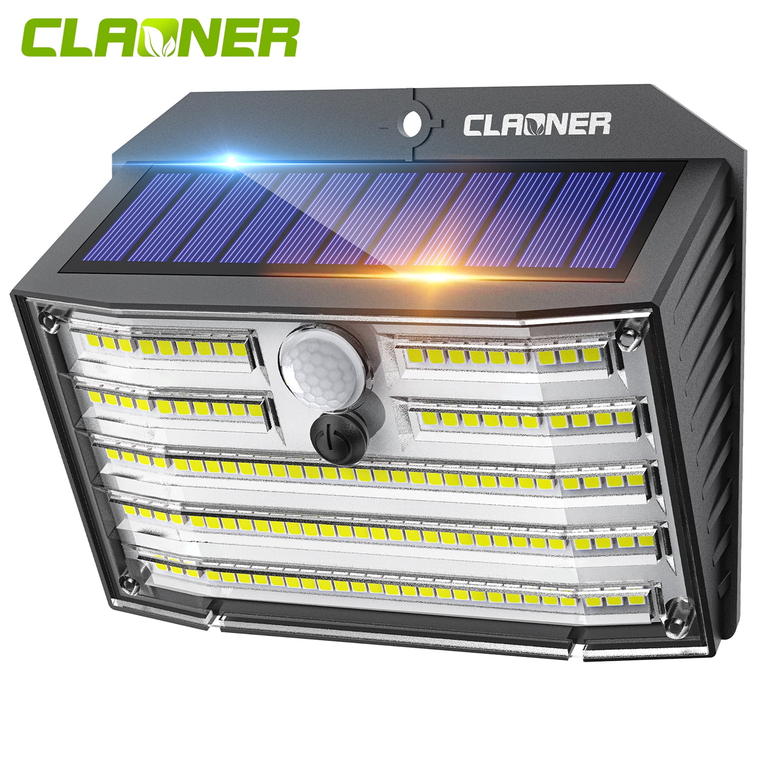CLAONER Solar Lights Outdoor, 126 LED Motion Sensor Lights 3 Working Modes IP65 Waterproof ...
