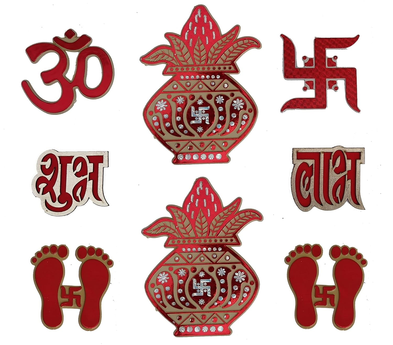 CLAPPERZZ Laxmi Charan Swastik Shubh Labh Stickers for Wall Floor ...