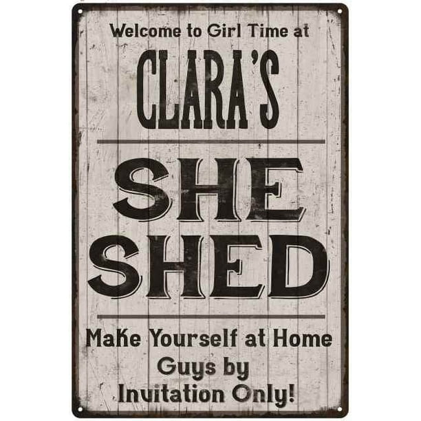 CLARA'S She Shed Sign Lady Cave Gift 8 x 12 High Gloss Metal ...