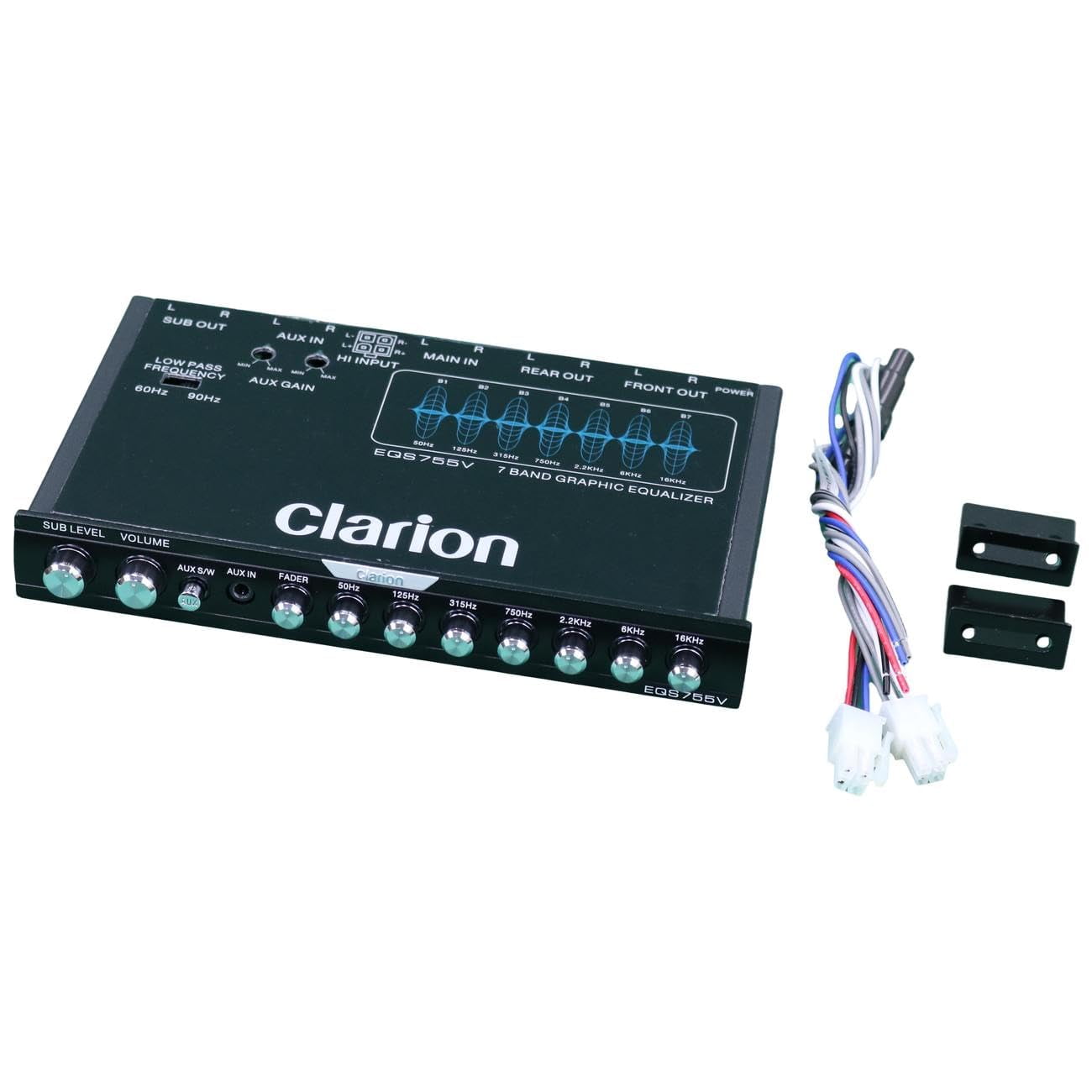 CLARION EQS755V 7-Band Car Audio 1/2-DIN Size Car Graphic Equalizer ...