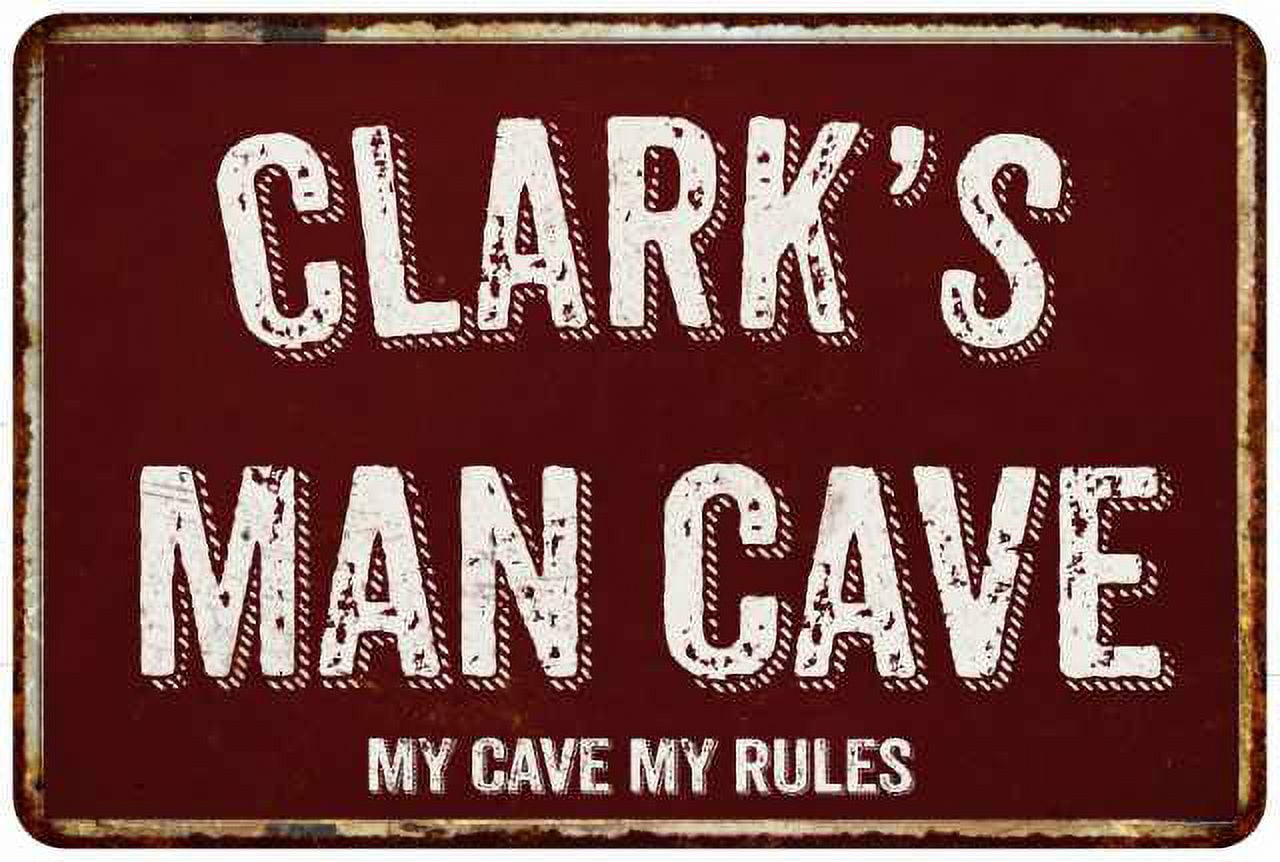 CLARK'S Man Cave Red Grunge Gift Sign Metal 12x18 Decor 208120003140 ...