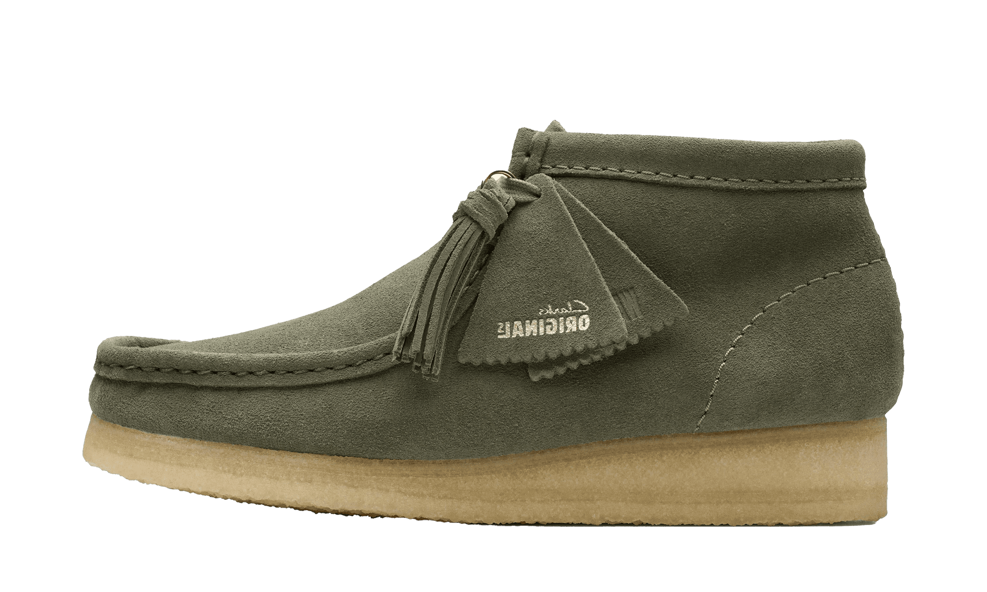 CLARKS WOMENS Wallabee Boot Womens "Khaki/green Suede" 26179160 ...