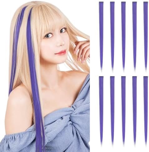 CLASSE 10 count Clip in colored hair extensions, 22inches colorful ...