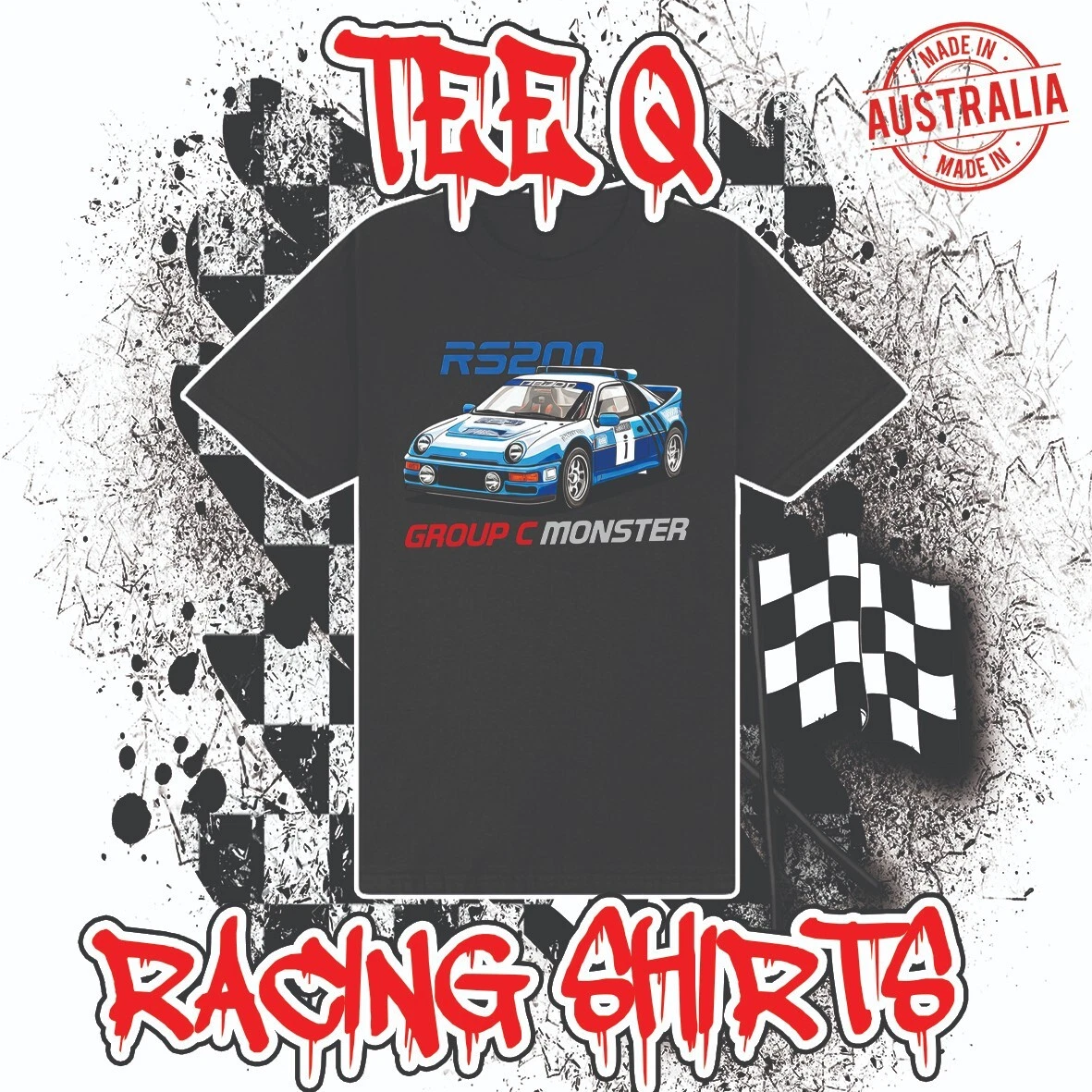 CLASSIC Ford RS200 Black Tee ~ 100% Australian Cotton Cosworth WRC ...