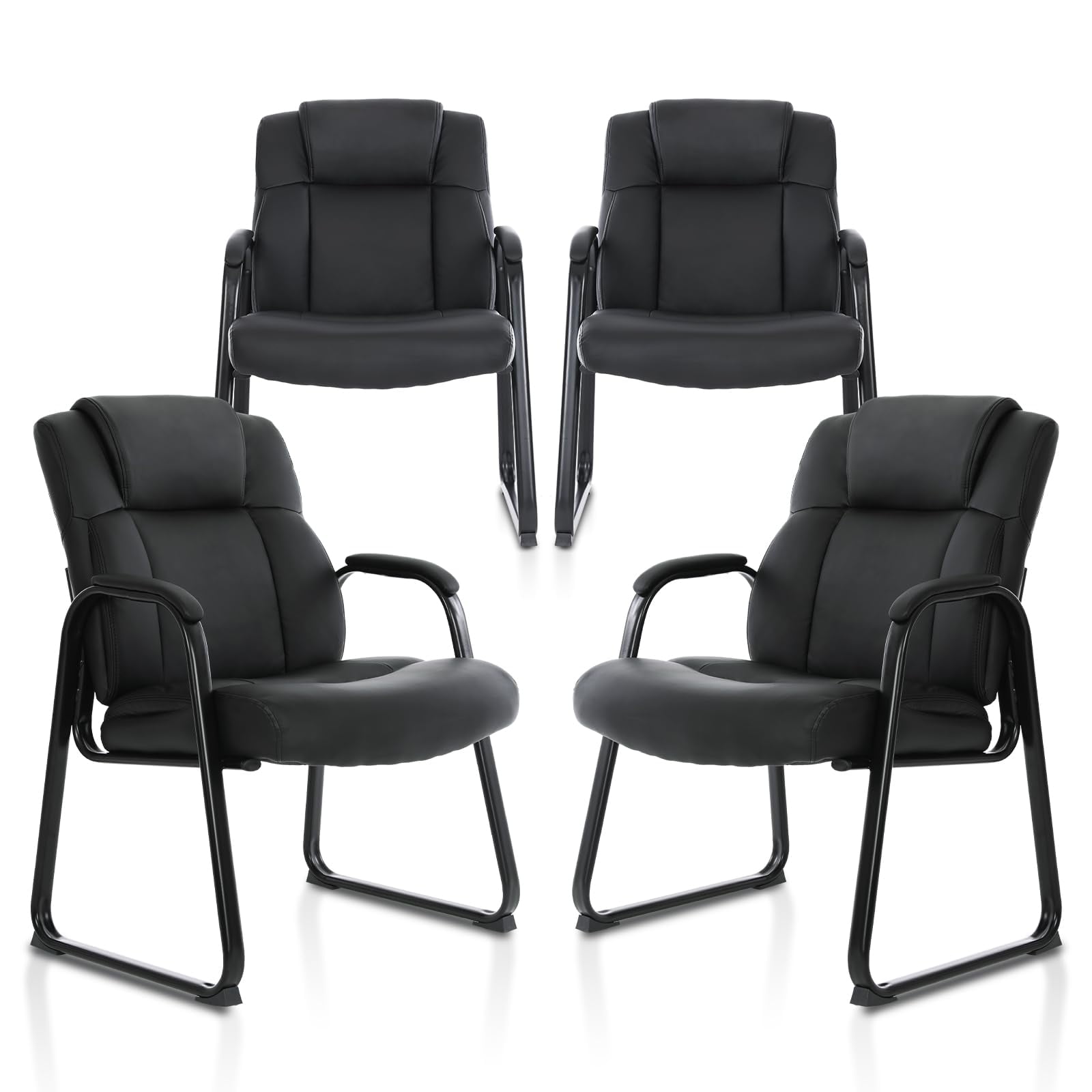 CLATINA Ergonomic Big & Tall 400lb Guest Chair, 4-Pack Leather ...