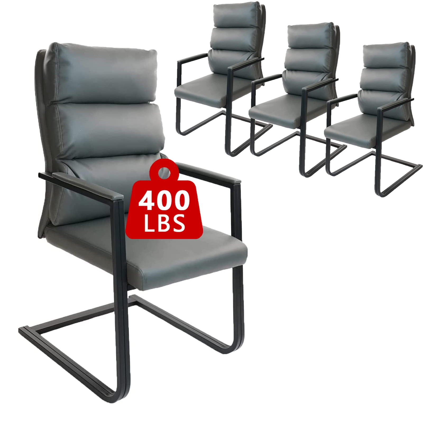 CLATINA Big Tall Office Guest Chair, Upholstered Leather Comfortable ...