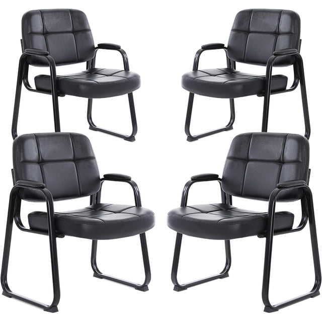 CLATINA Big & Tall Office Guest Chair with Padded Arm Rest and Sled ...