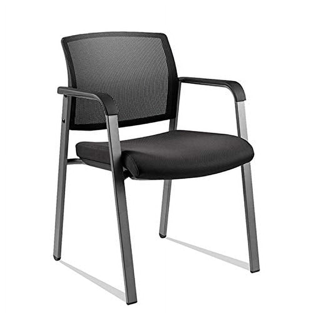 CLATINA Black Waiting Room Chair with Wheels Mesh Back Stacking Arm ...
