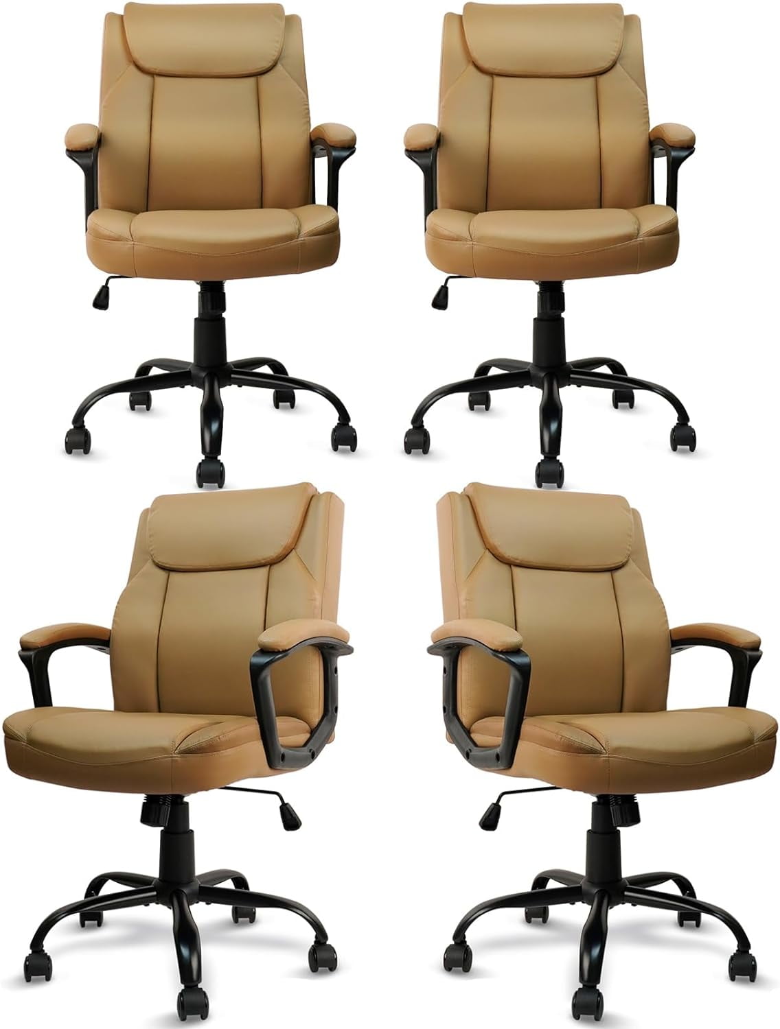 CLATINA Brown Office Chair Computer Chair PU Leather Executive Office ...