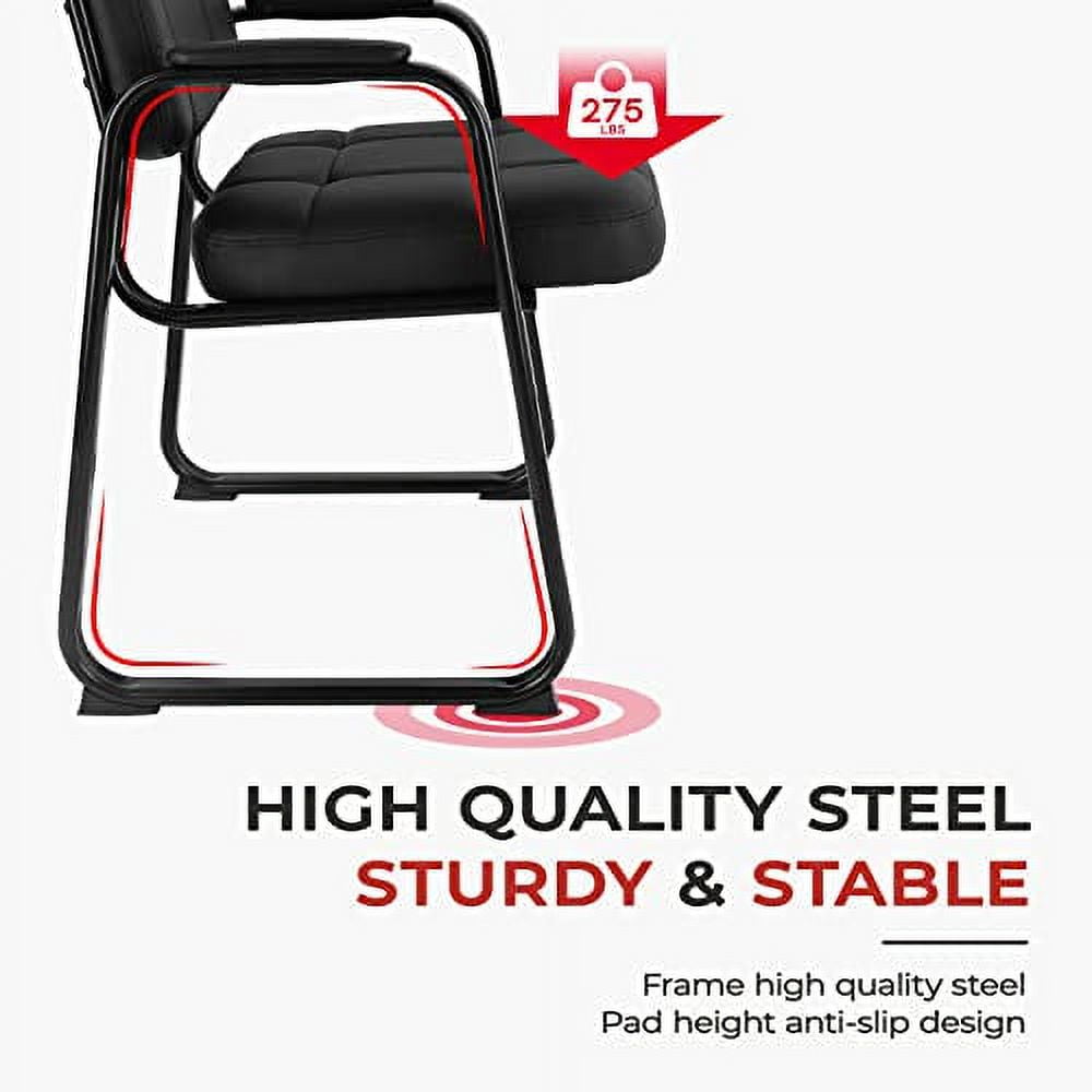 CLATINA Classic Reception Chair with Padded Armrests and Sled Base ...