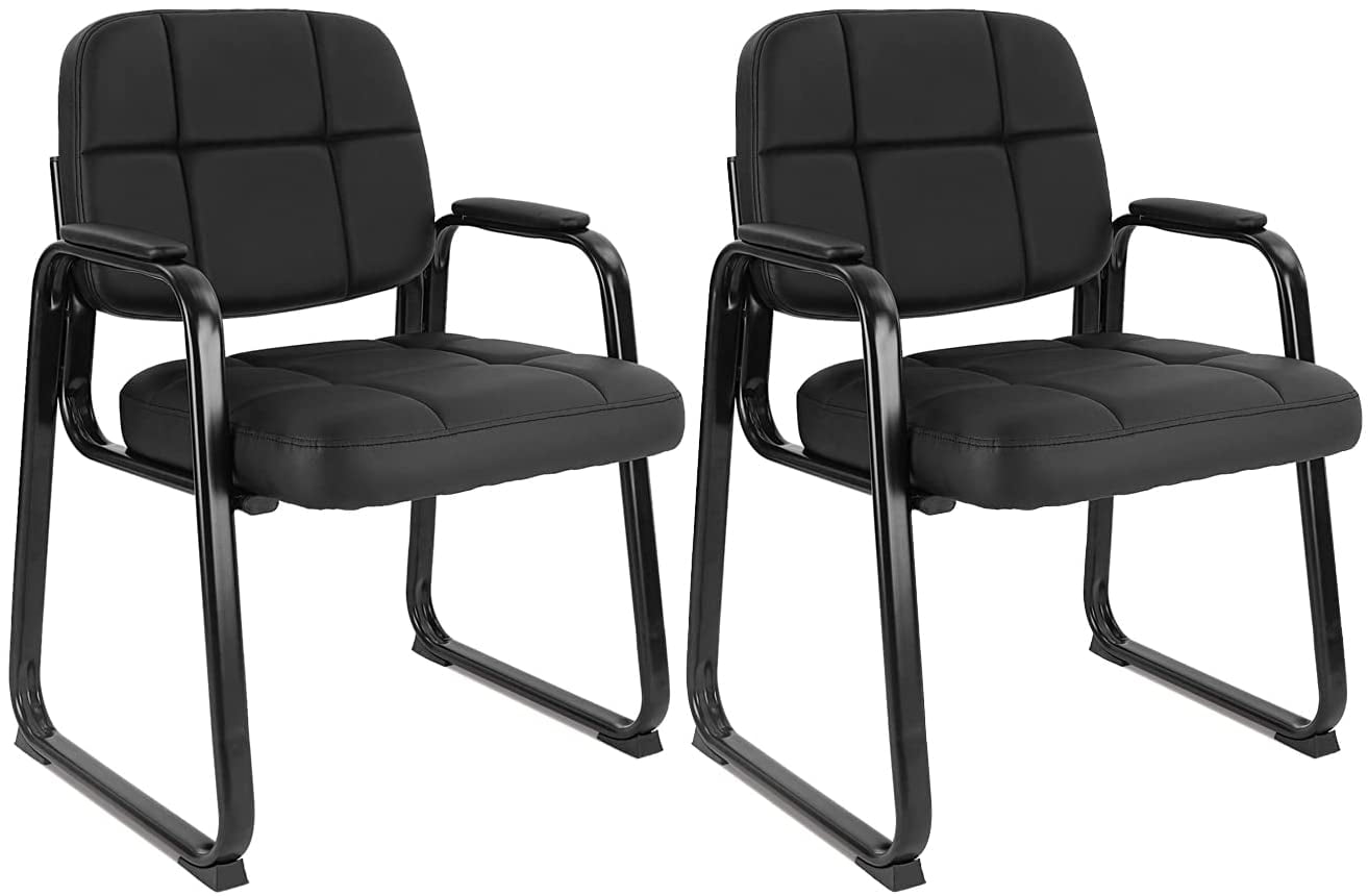Clatina 2 Pack Office Reception Guest Chair with Padded Armrest, Bonded ...