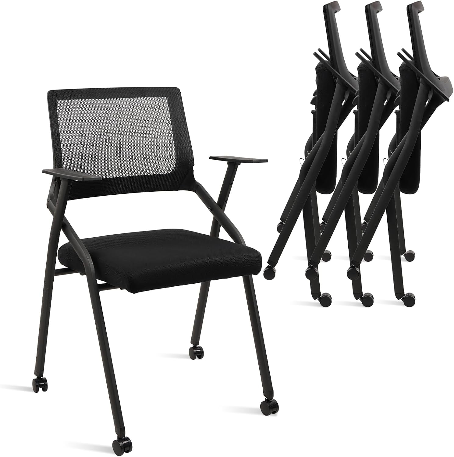 CLATINA Ergonomic Stackable & Foldable Conference Room Chairs, Mesh ...