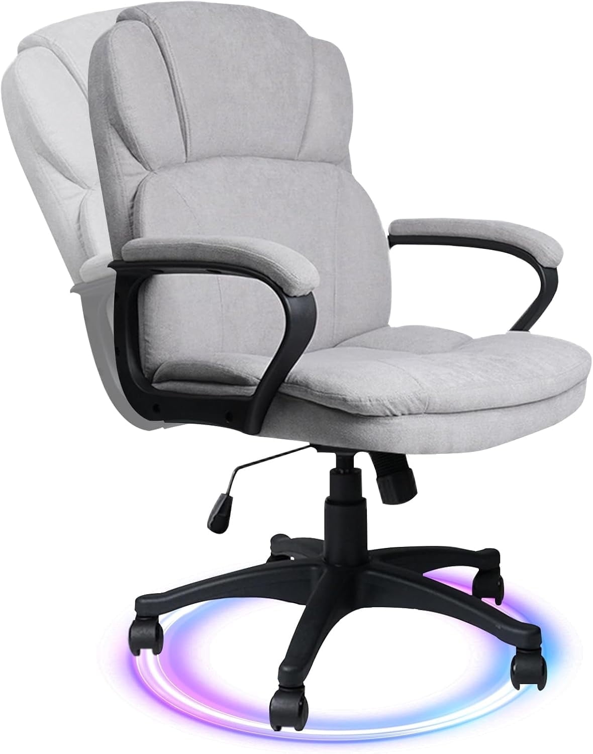 CLATINA Grey Cloth Office Chair Fabric Covered Desk Chair, Adjustable ...