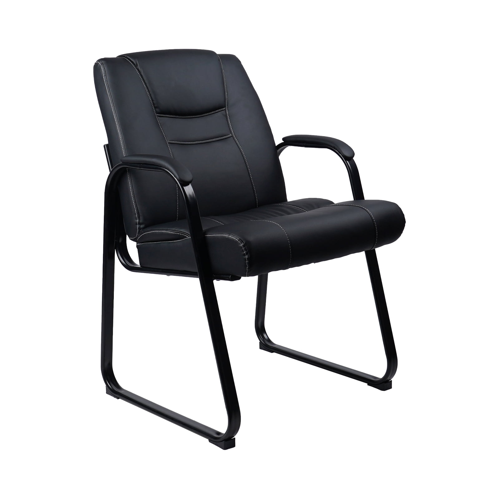 CLATINA Leather Guest Chair with Padded Arm Rest for Reception Office ...