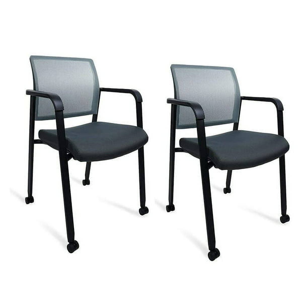CLATINA Mesh Back Guest Reception Arm Chairs with Wheels,Upholstered ...