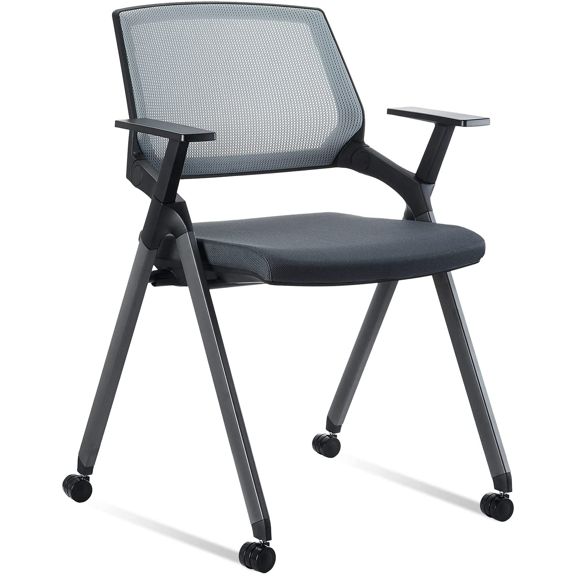 CLATINA Mesh Guest Reception Stackable Chairs with Caster Wheels and ...