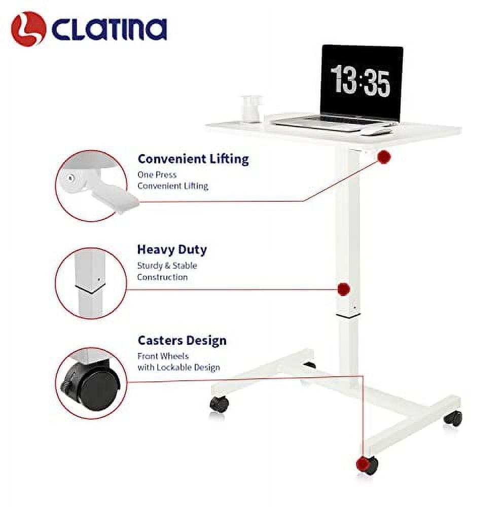 CLATINA Mobile Laptop Desk Pneumatic Sit to Stand Table Height ...