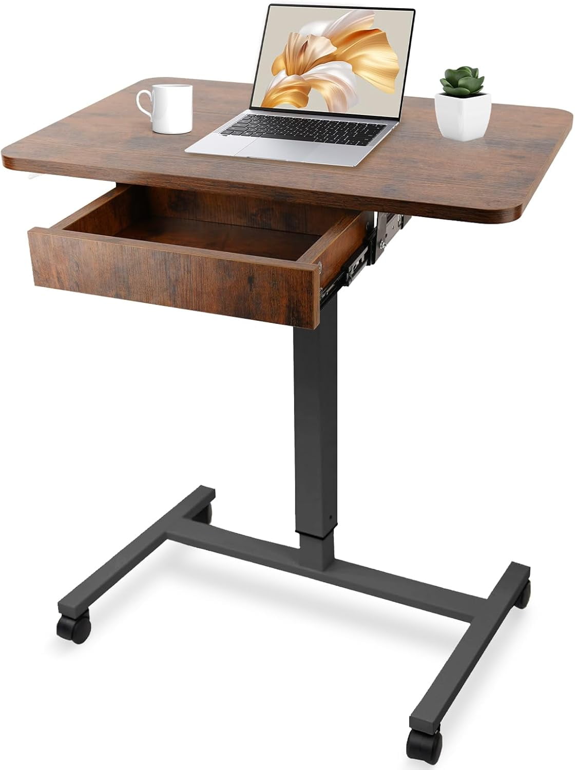 CLATINA Mobile Laptop Standing Desk, Height Adjustable Teacher Podium ...