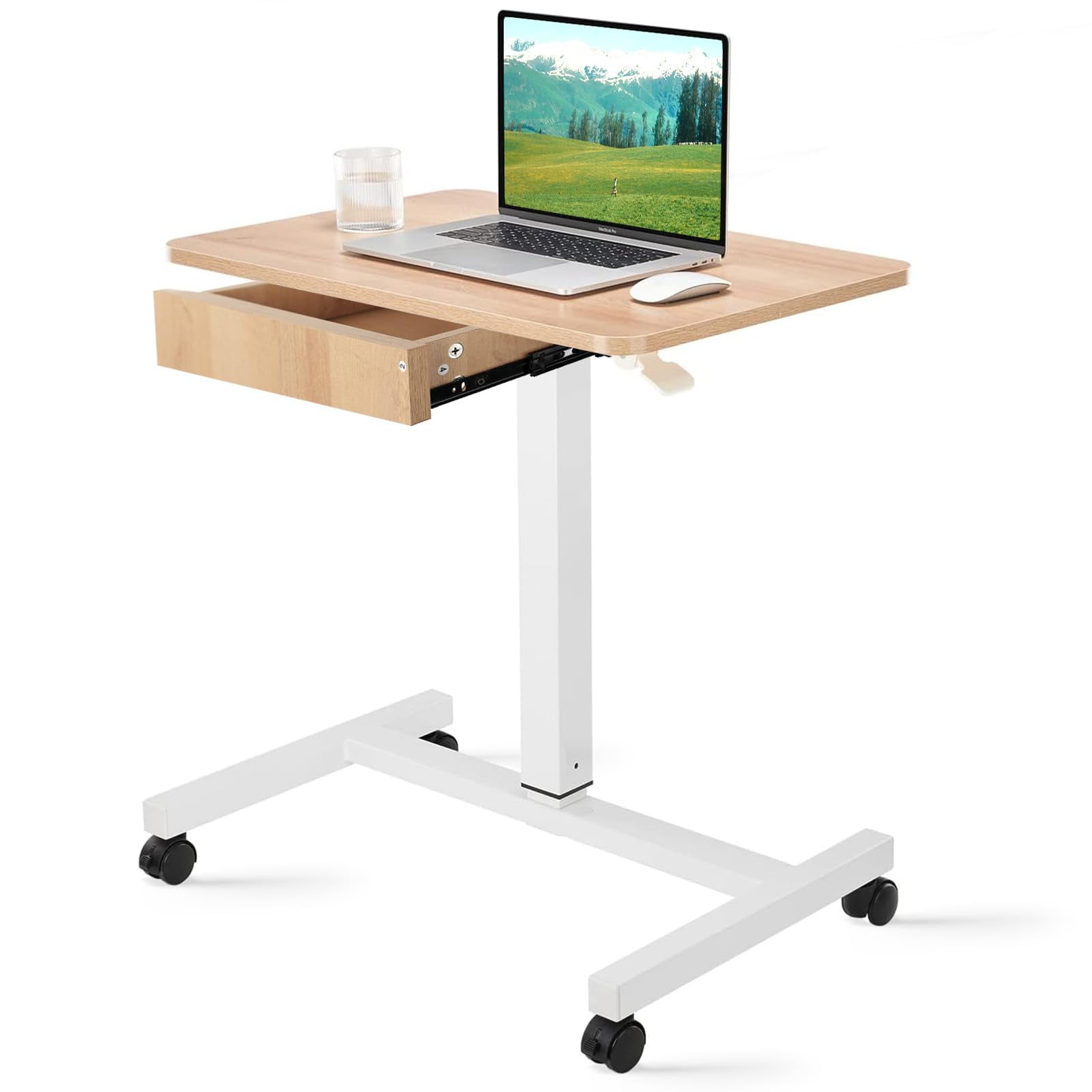 CLATINA Mobile Laptop Standing Desk, Height Adjustable Teacher Podium ...