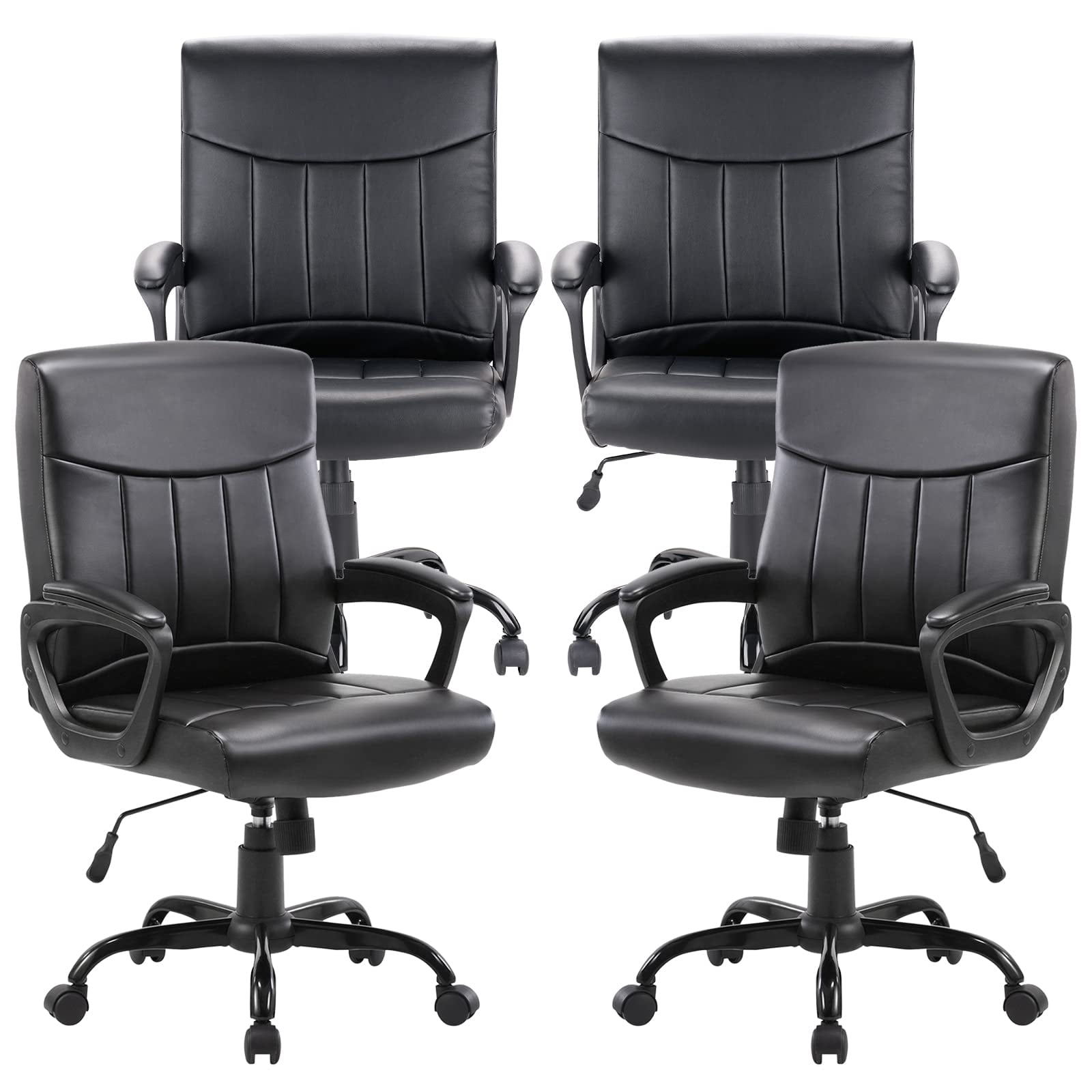 CLATINA Mid Back Leather Office Executive Chair with Lumbar Support and ...