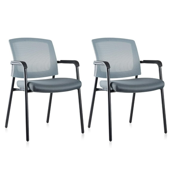 2-Pack Reception Chairs with Tablet Arm & Wheels, 440lbs Capacity Black ...